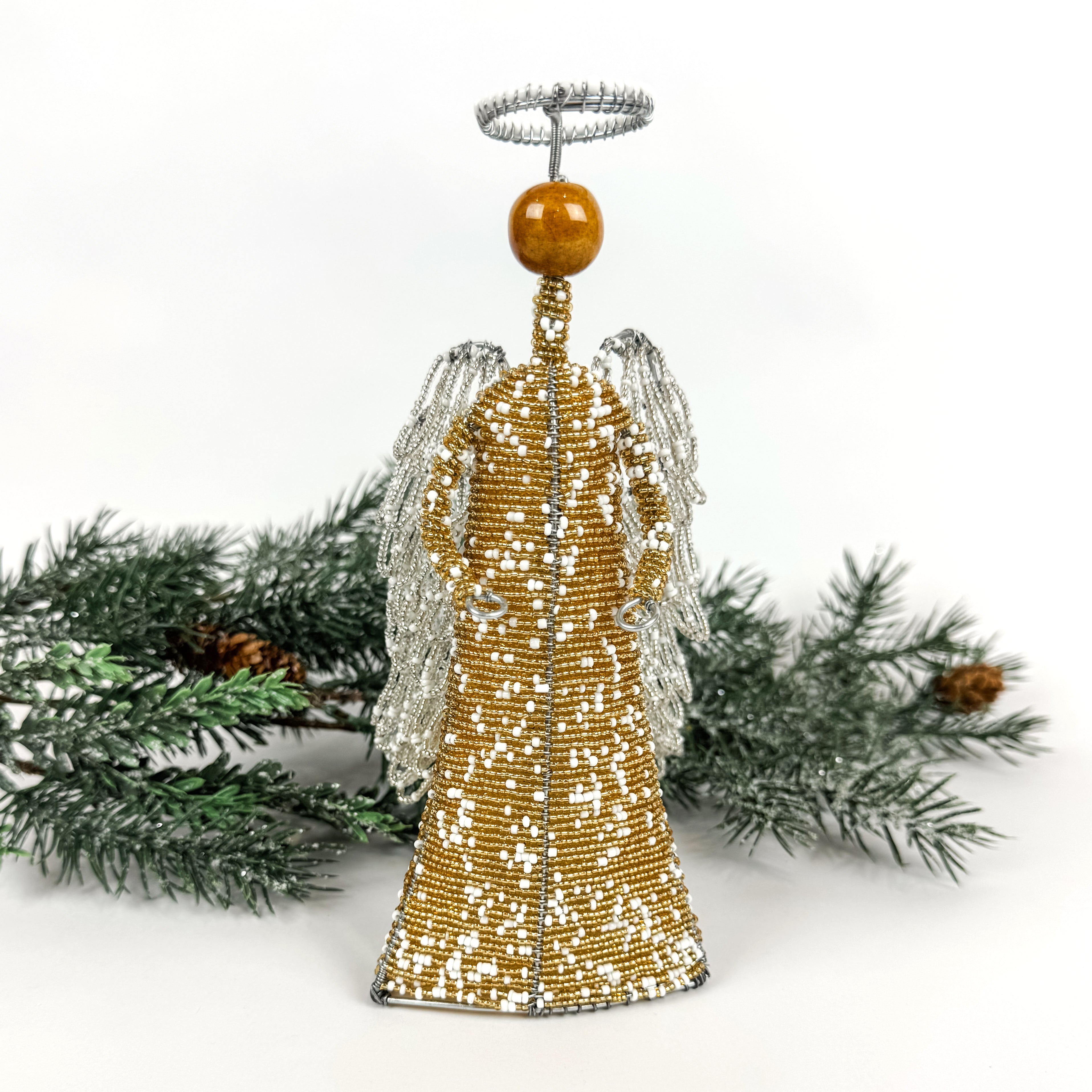 Beaded Gold Standing Angel | FMSC MarketPlace